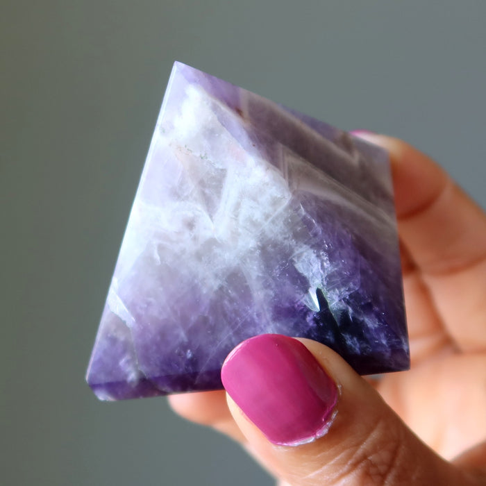 Amethyst Pyramid Power Purple Chevron — Satin Crystals