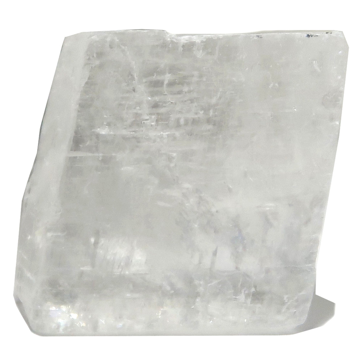 White Calcite Raw Crystal Optical Icelandic Spar Cube — Satin Crystals