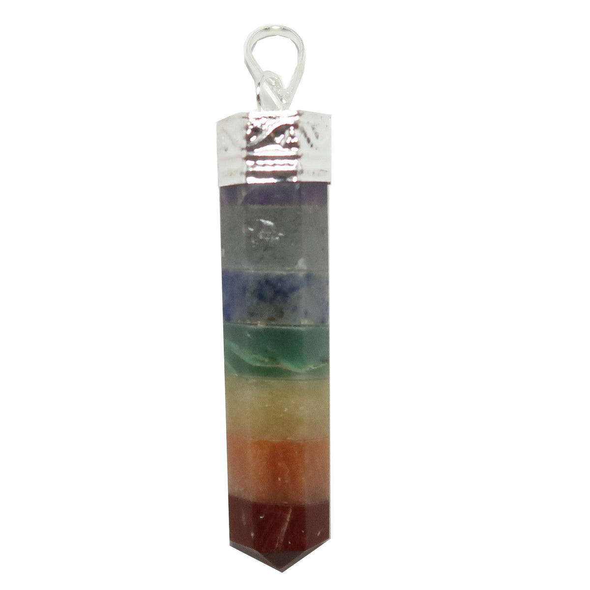 Chakra Pendant Point of Bliss 7 Crystals Silver — Satin Crystals