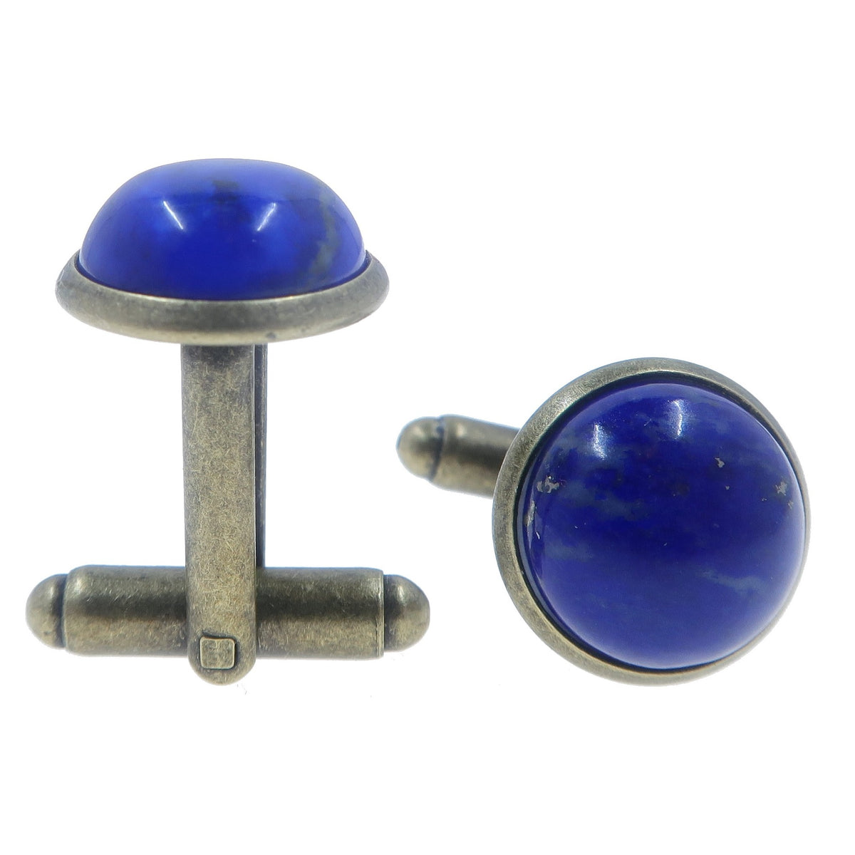 Lapis Cufflinks Bronze Blue Stone — Satin Crystals
