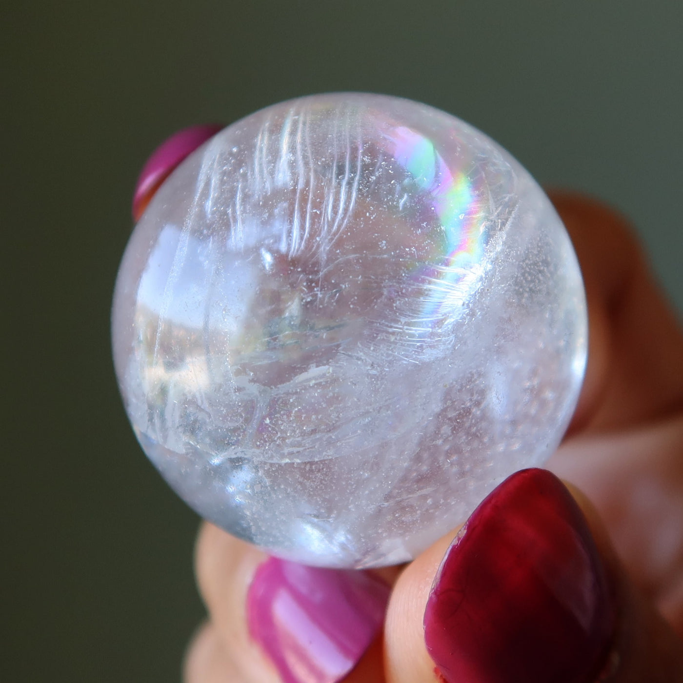 Clear Quartz Sphere Fantastic Rainbow Gazing Crystal Ball — Satin Crystals