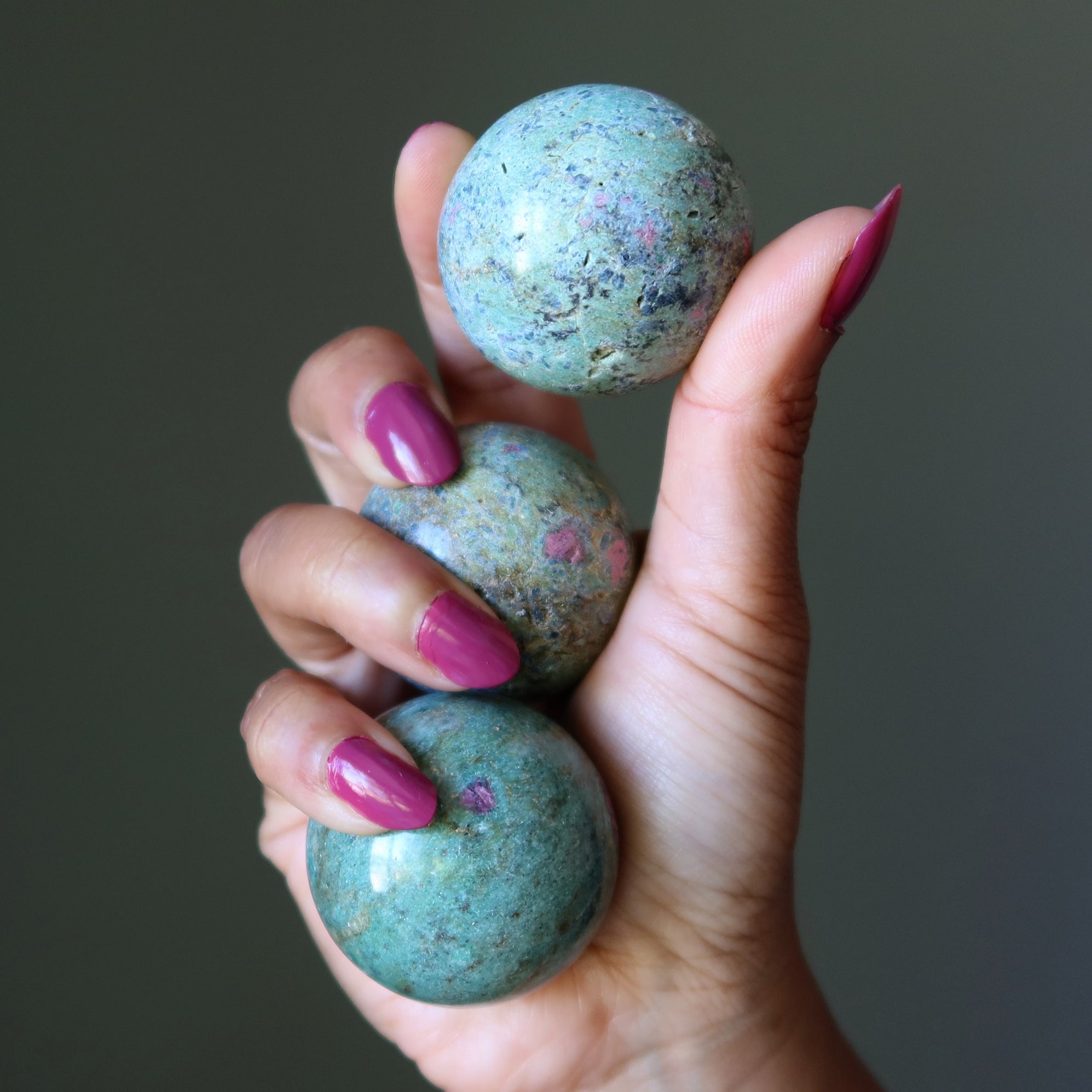 Ruby Fuchsite Sphere Flower Field Free Spirit Energy Crystal Ball ...