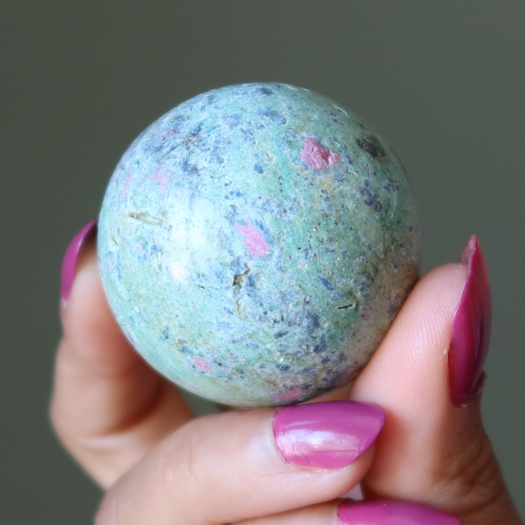Ruby Fuchsite Sphere Flower Field Free Spirit Energy Crystal Ball ...