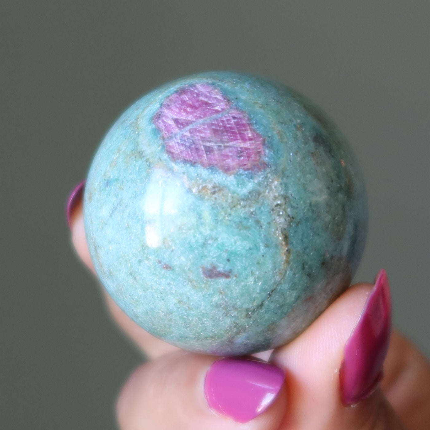 Ruby Fuchsite Sphere Flower Field Free Spirit Energy Crystal Ball ...