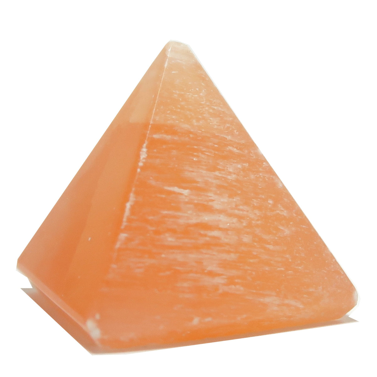 Selenite Pyramid Orange Sun Salutations Stone — Satin Crystals
