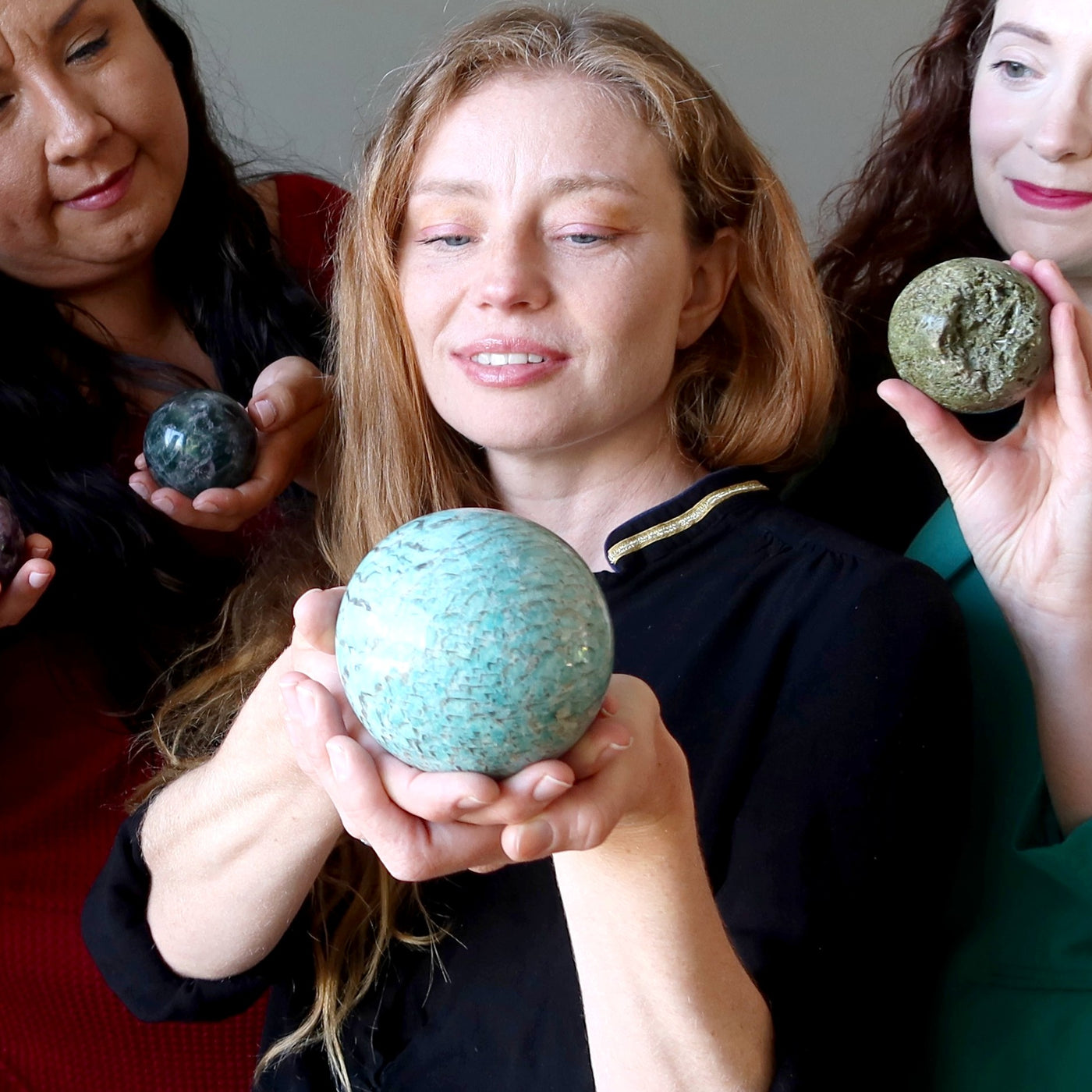 Amazonite Sphere Tropical Paradise Calming Green Crystal Ball — Satin ...