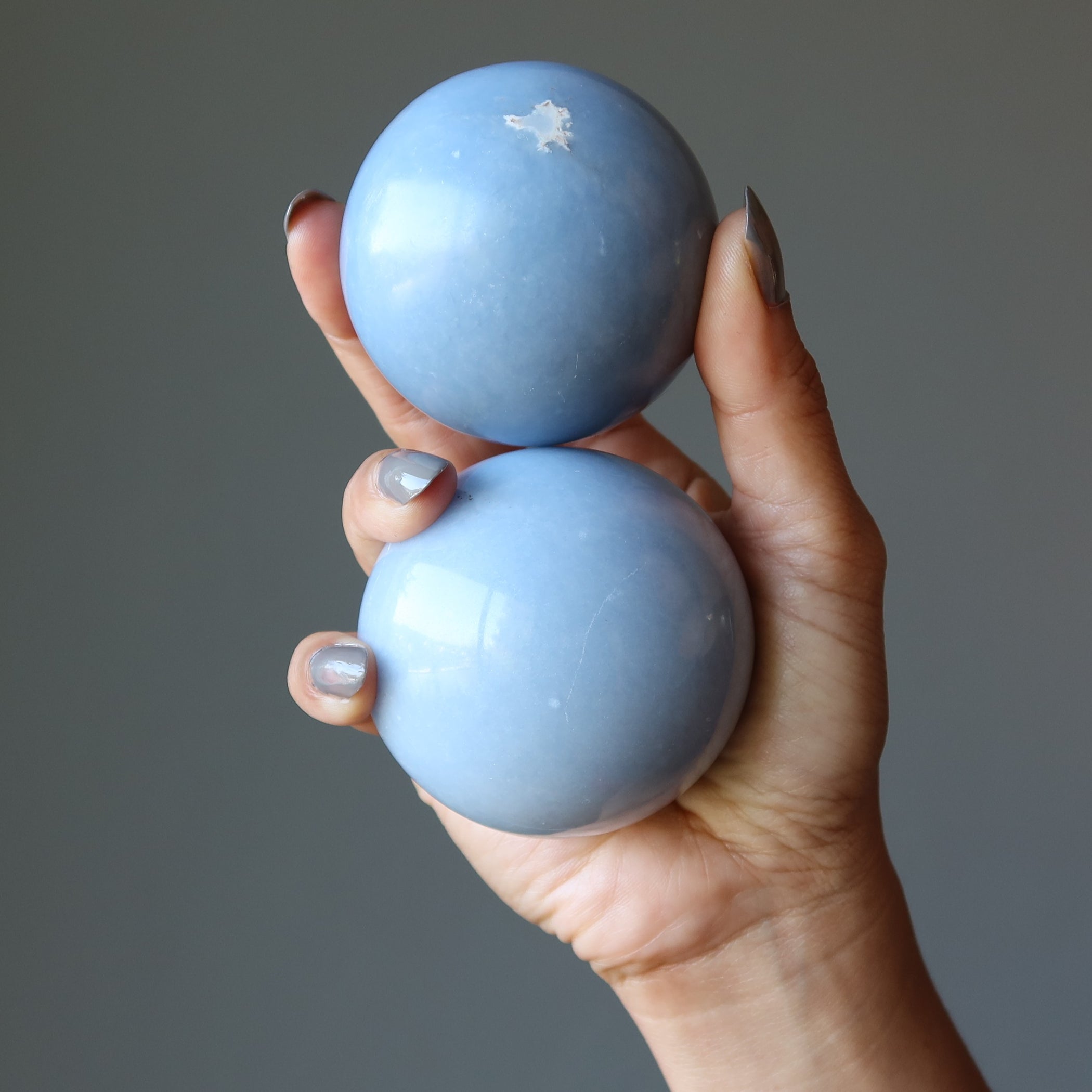 Angelite Sphere Up Above Crystal Ball — Satin Crystals