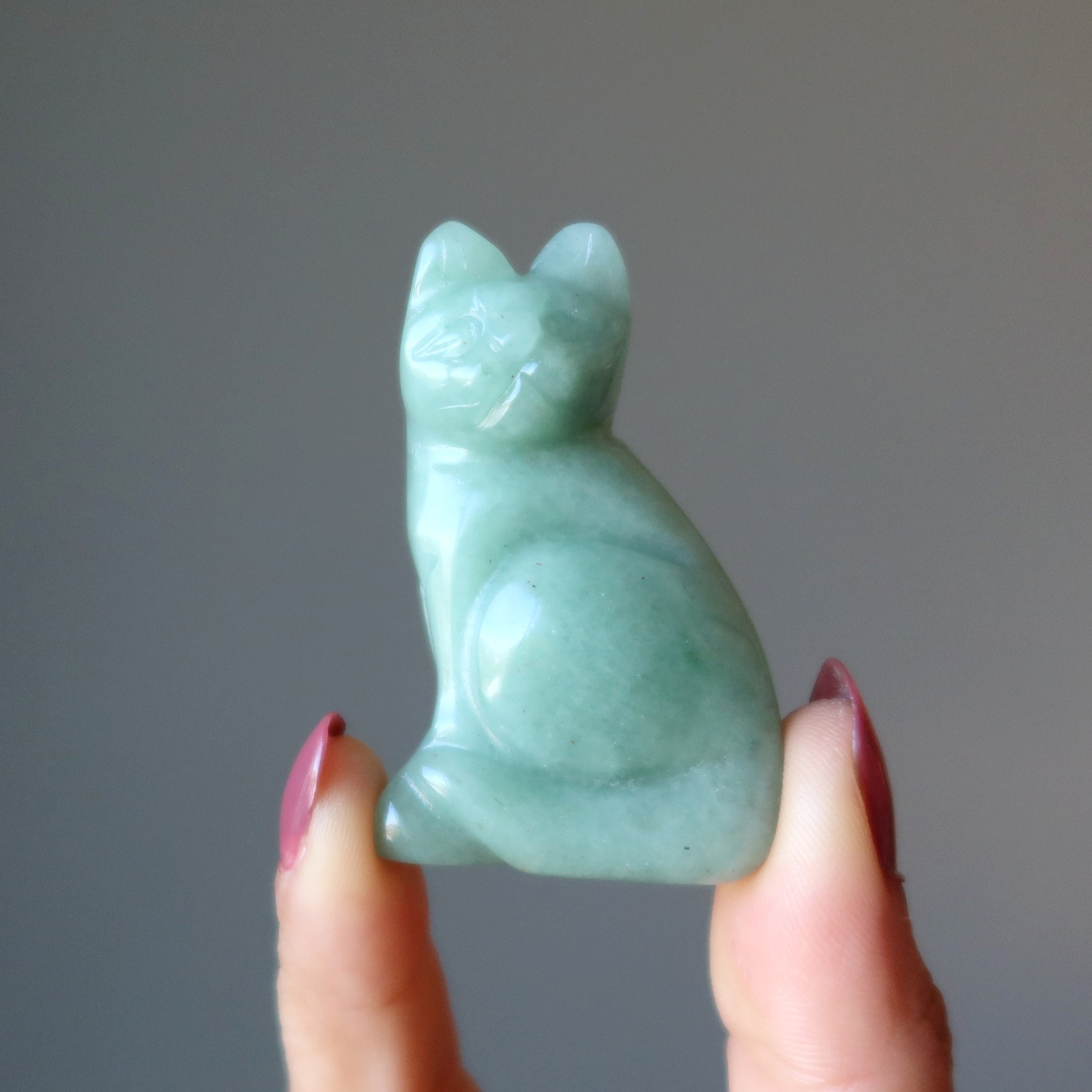 Green Aventurine Cat I Deserve It All Abundance Animal Crystal — Satin ...