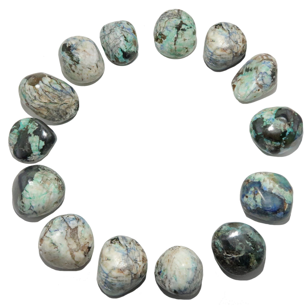 Azurite Tumbled Stone Blue Green Malachite Delight — Satin Crystals