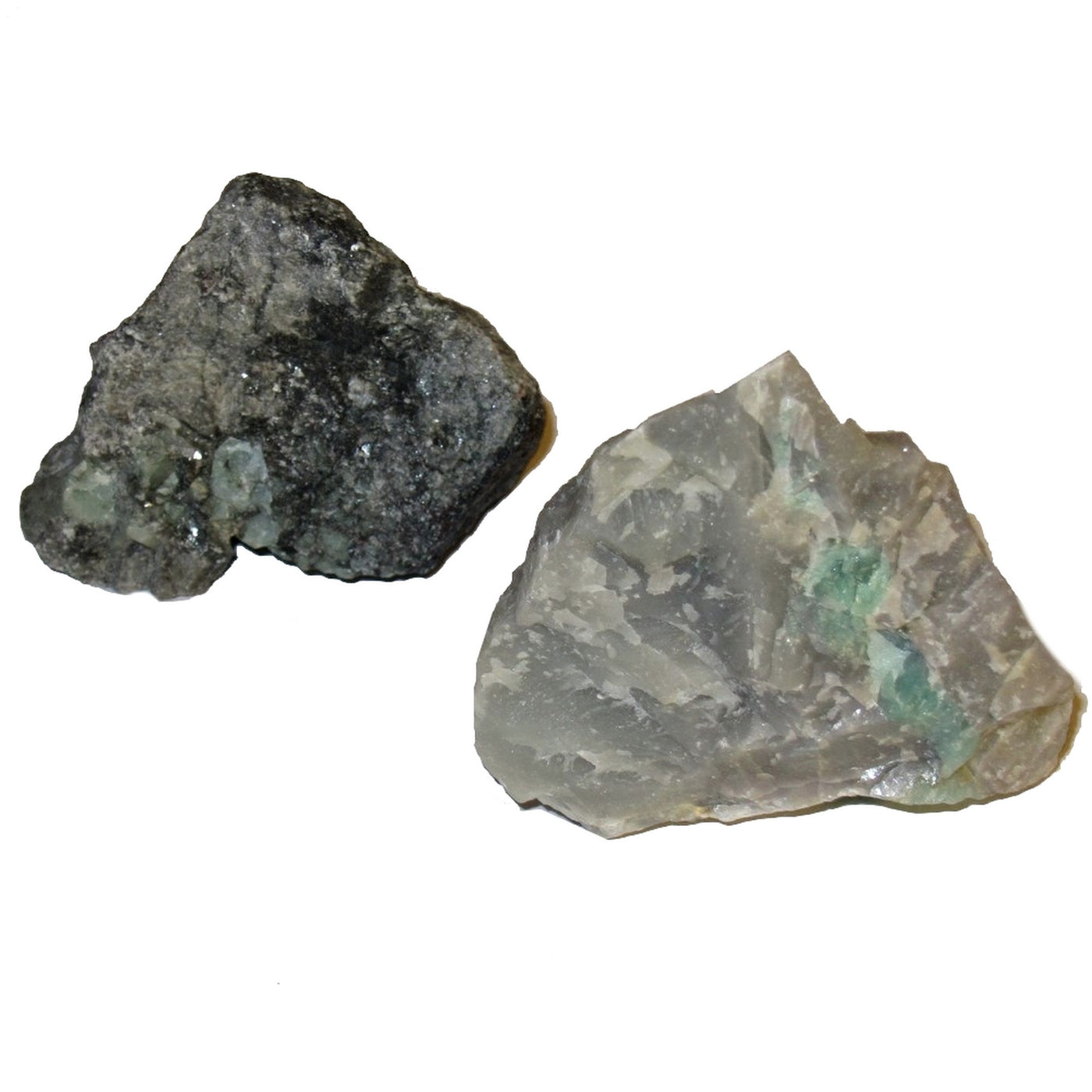 Emerald Raw Crystal Pair Double Luck Green Gems — Satin Crystals