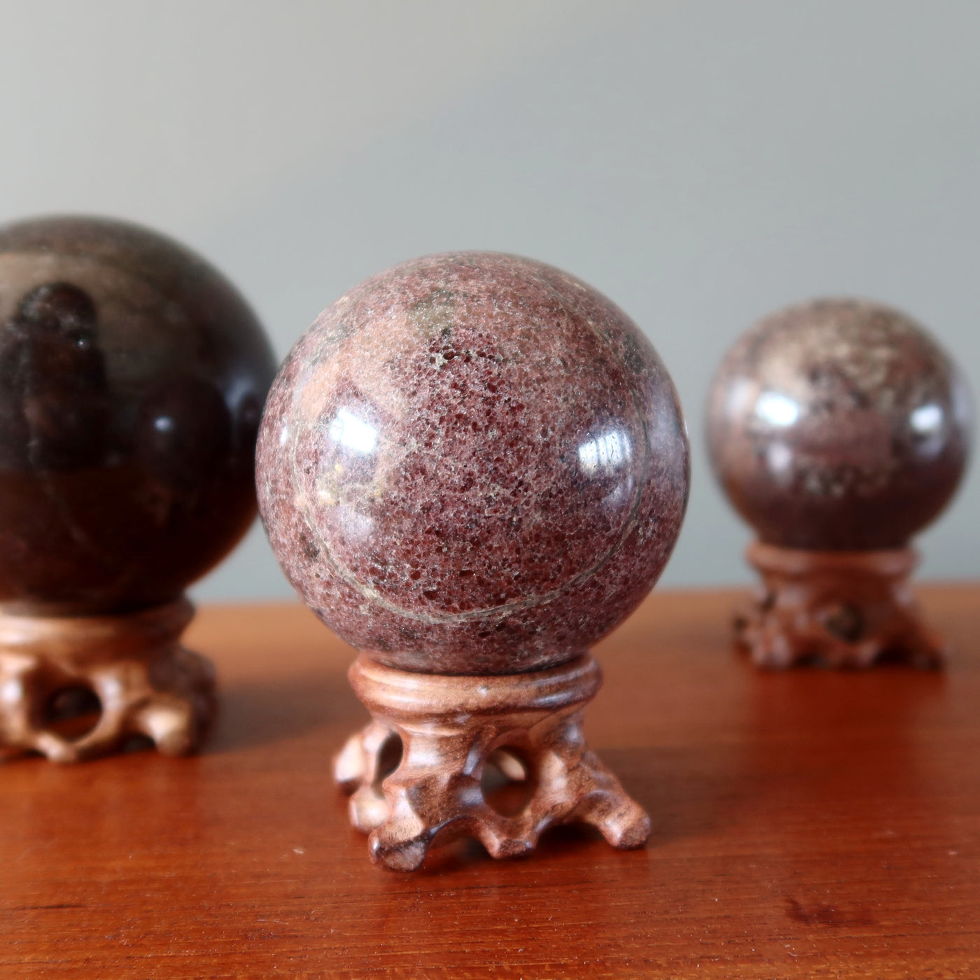 Garnet Sphere Sophisticated Soul Red Power Crystal Ball — Satin Crystals