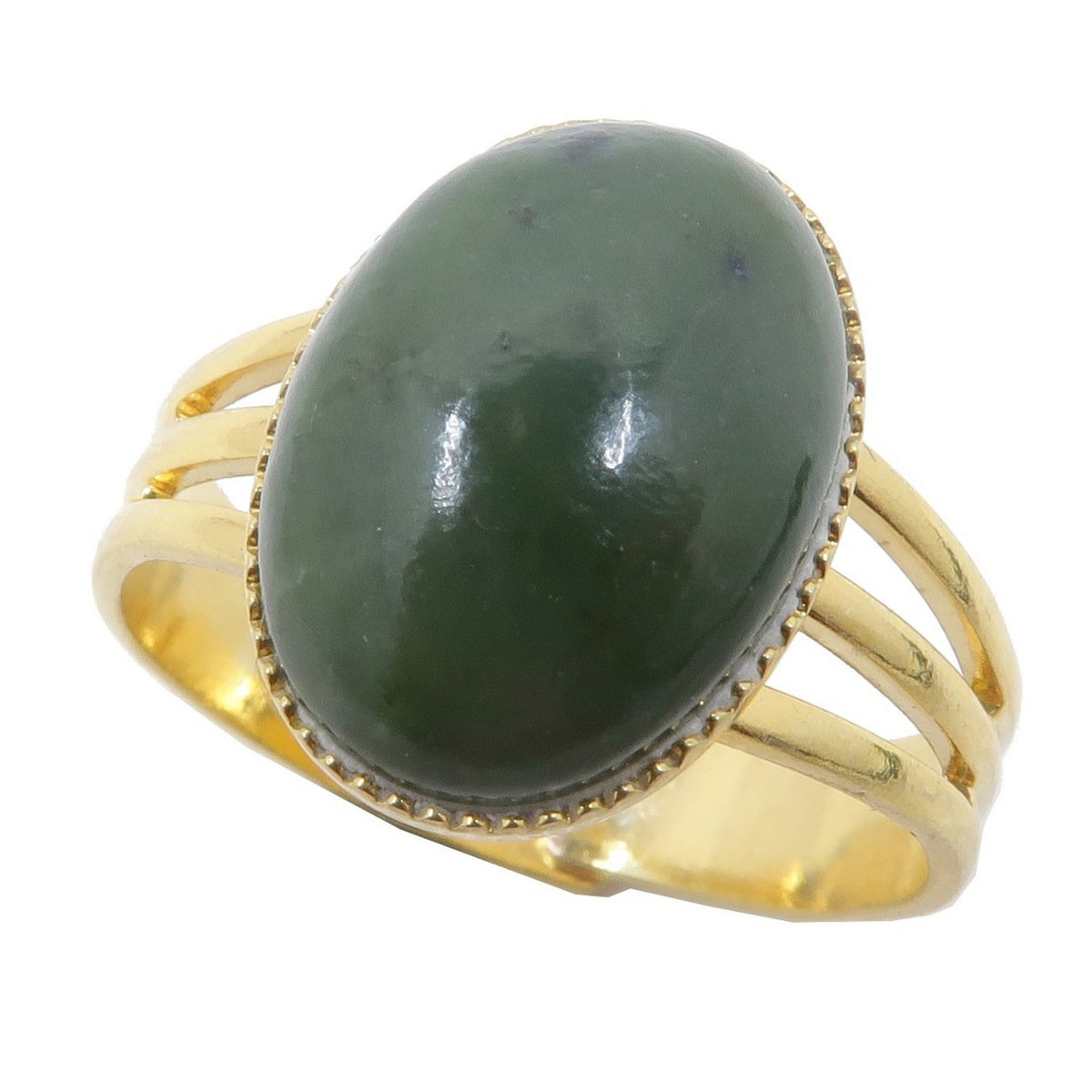 Jade Ring Lucky Prosperity Gem Gold Adjustable — Satin Crystals