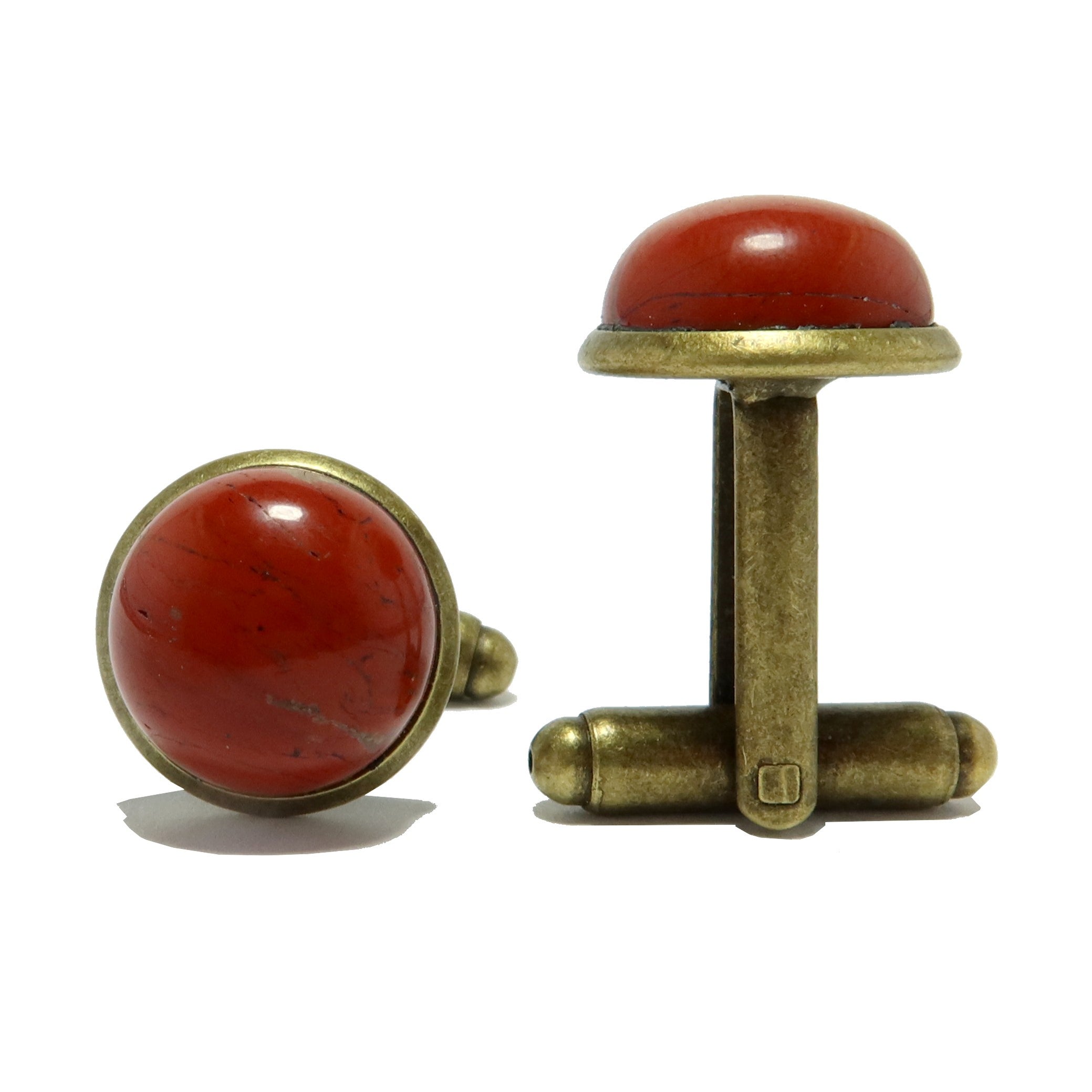 Red Jasper Cufflinks Smoldering Gemstone Antiqued Bronze — Satin Crystals