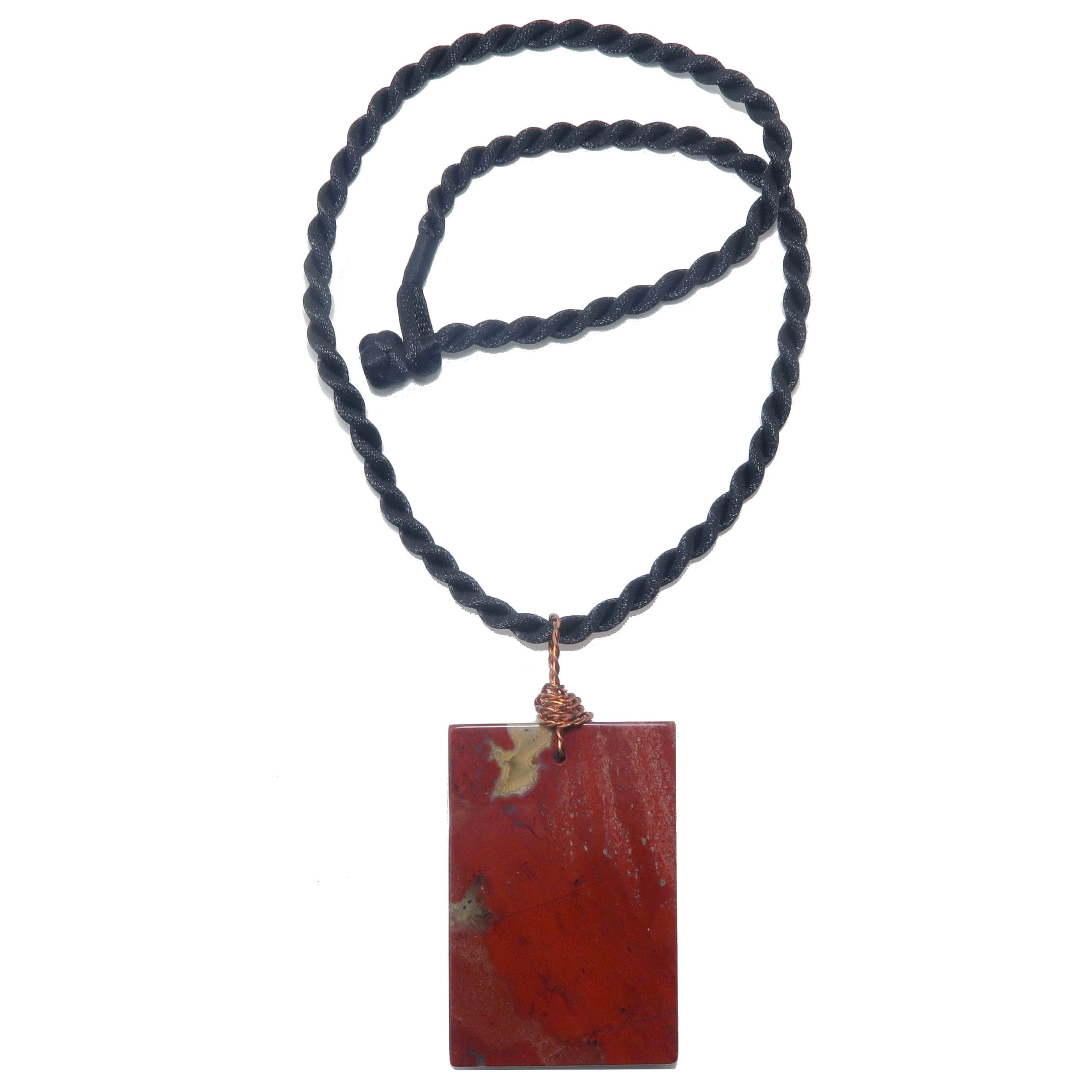 Red Jasper Necklace Big Energy Rectangle Copper Gemstone — Satin Crystals