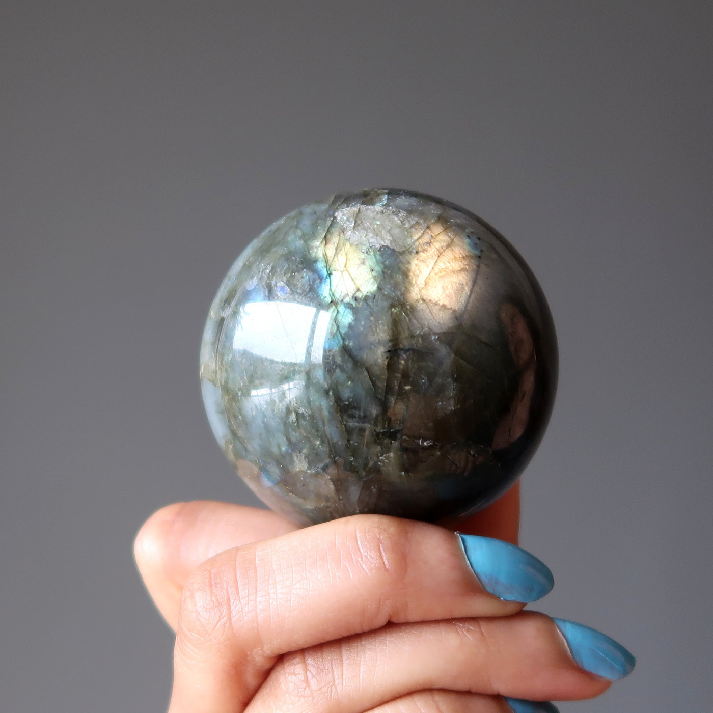 Labradorite Sphere Zeus Flash Crystal Ball — Satin Crystals