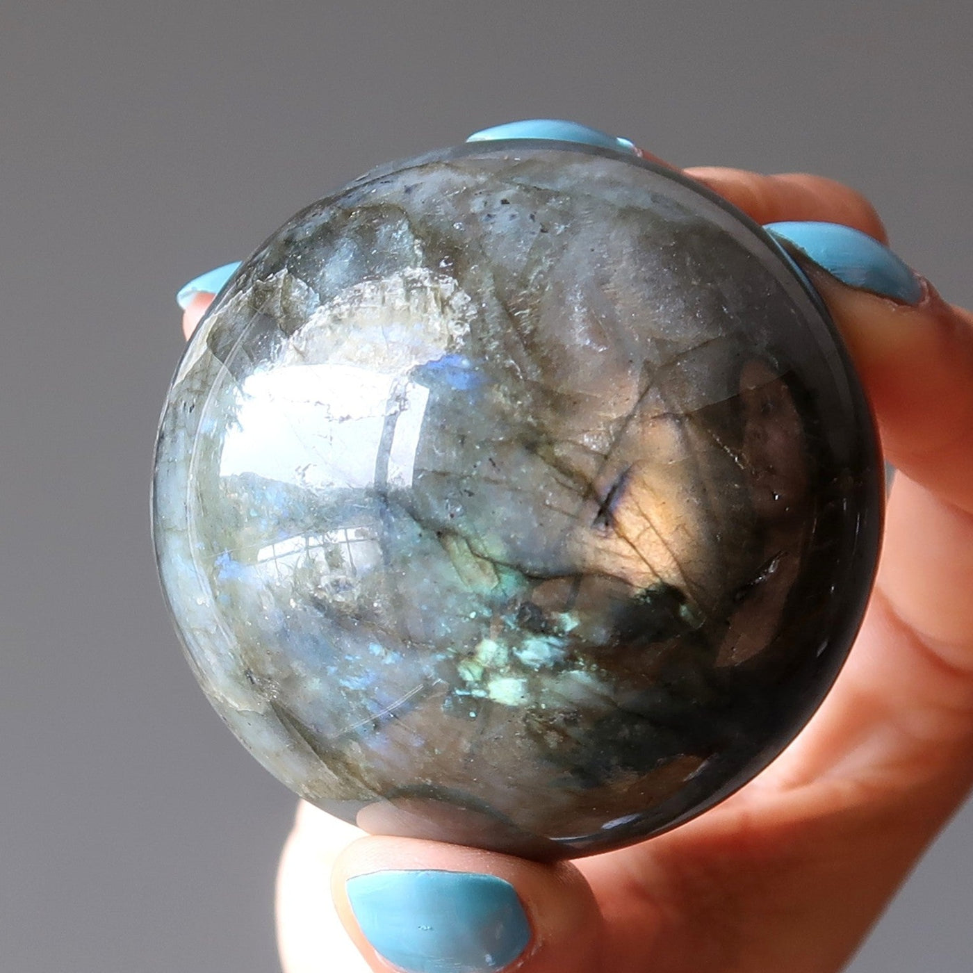 Labradorite Sphere Rainbow Lightning Zeus Crystal Ball — Satin Crystals