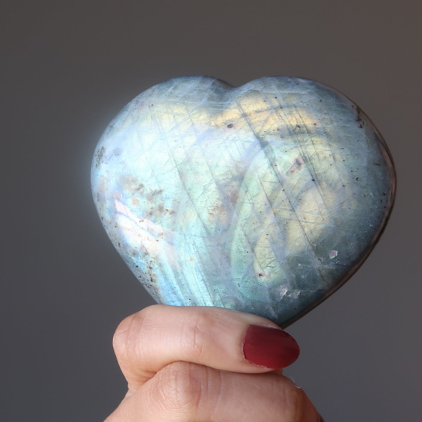 Labradorite Heart Super Rainbow Infinite Love Beauty Stone — Satin Crystals