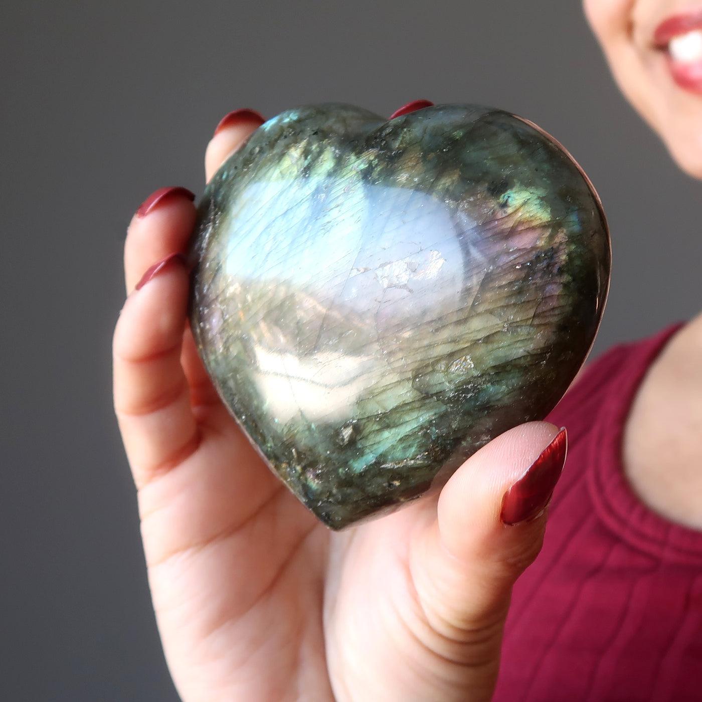 Labradorite Heart Super Rainbow Infinite Love Beauty Stone — Satin Crystals