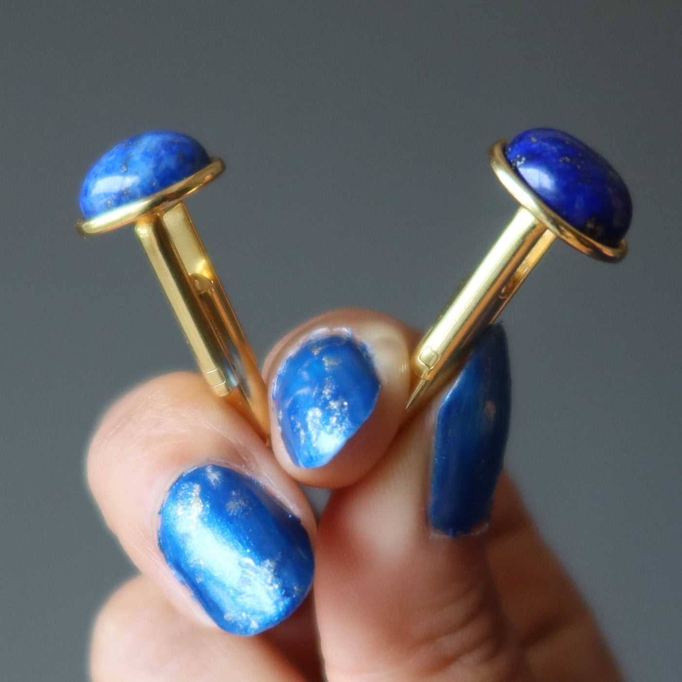Lapis Cufflinks Gold Blue Stone — Satin Crystals