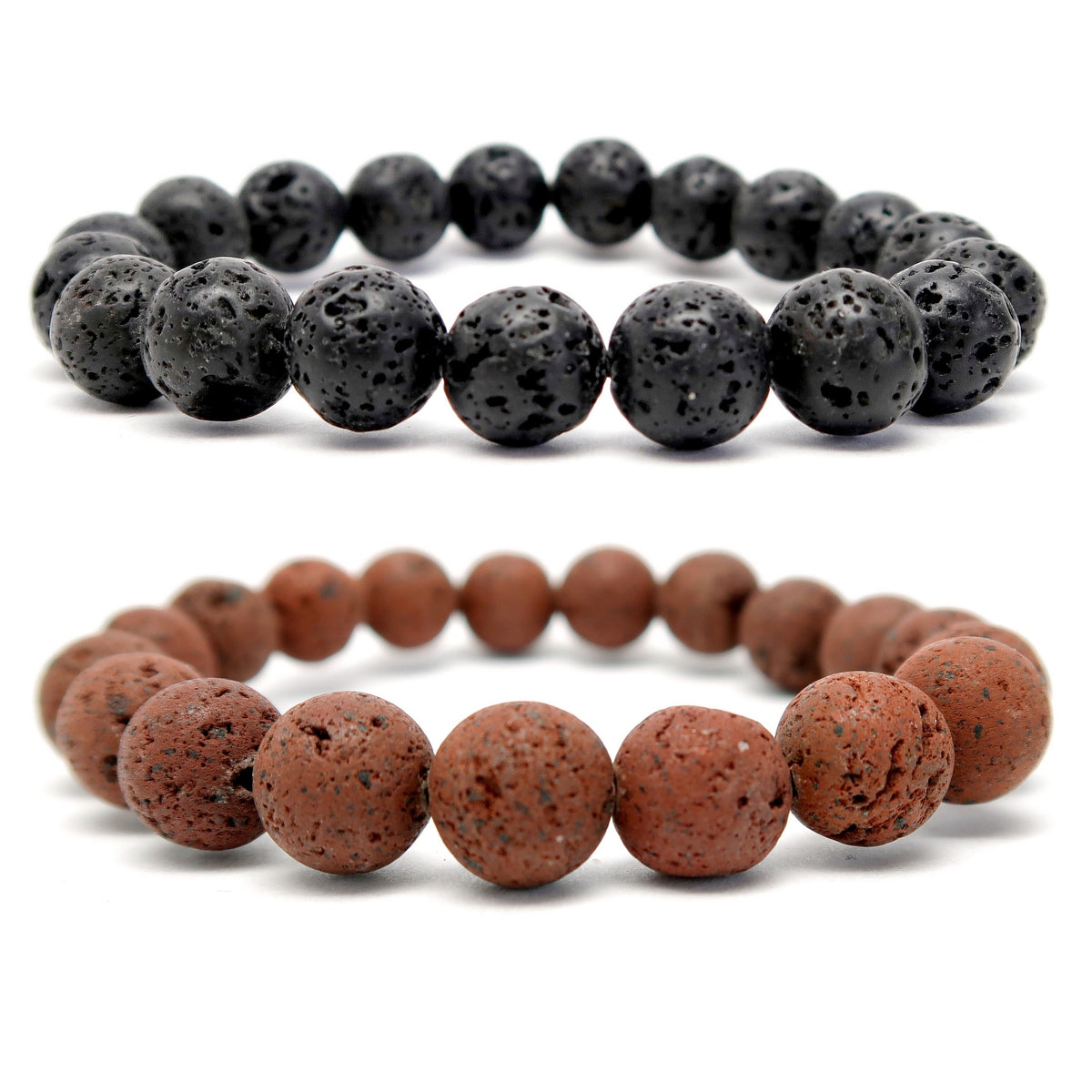 Lava Bracelet Set Black Red Volcanic Essential Oil Diffuser — Satin ...