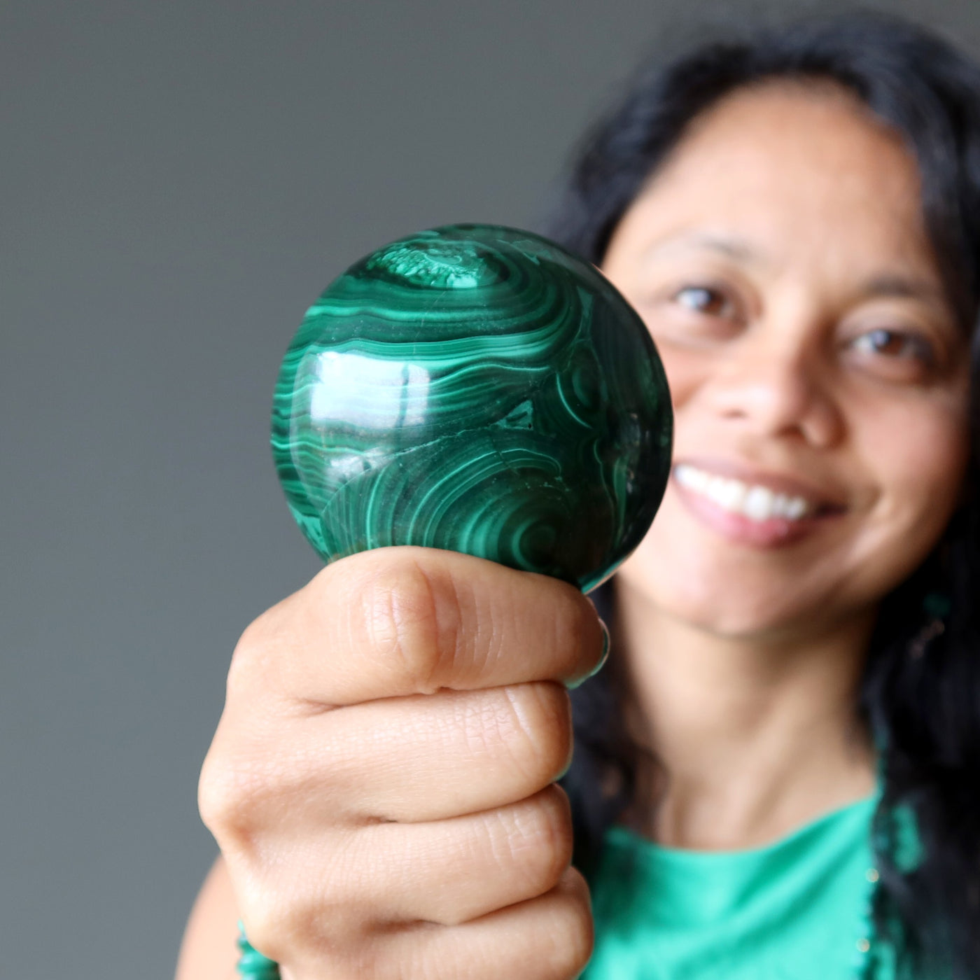 Malachite Sphere Lucky Clovers Swirl of Fortune Crystal Ball — Satin ...