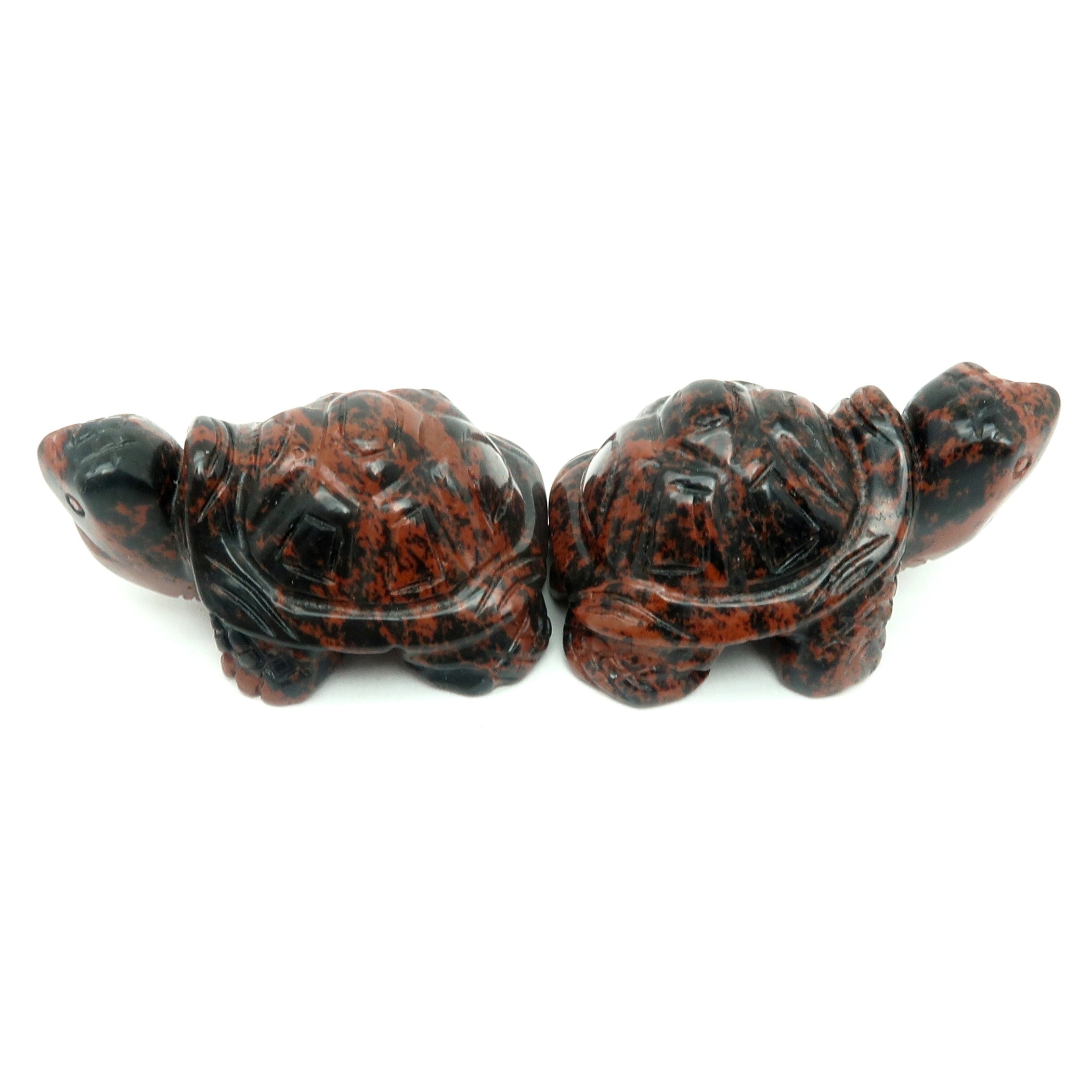 Mahogany Obsidian Turtle Set Longevity Protection Stone Pair — Satin ...