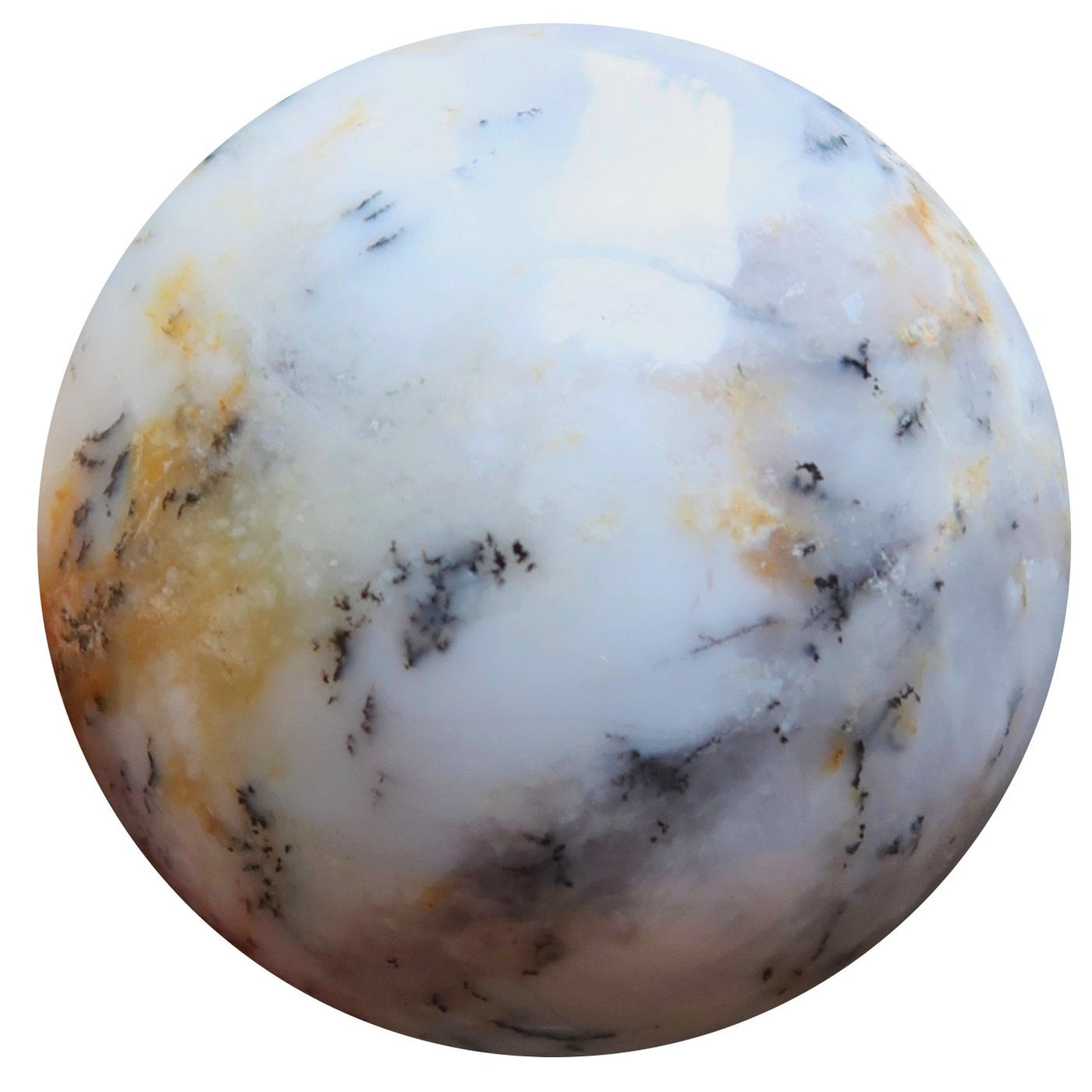 Opal Sphere White Dendritic Imagine Crystal Ball — Satin Crystals