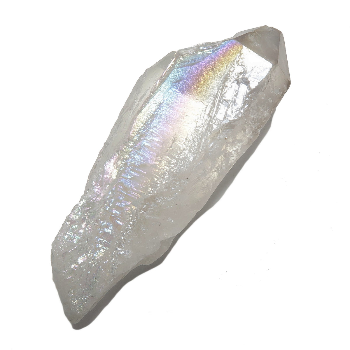 Aura Quartz Raw Crystal Point Happy Rainbow Crystal — Satin Crystals