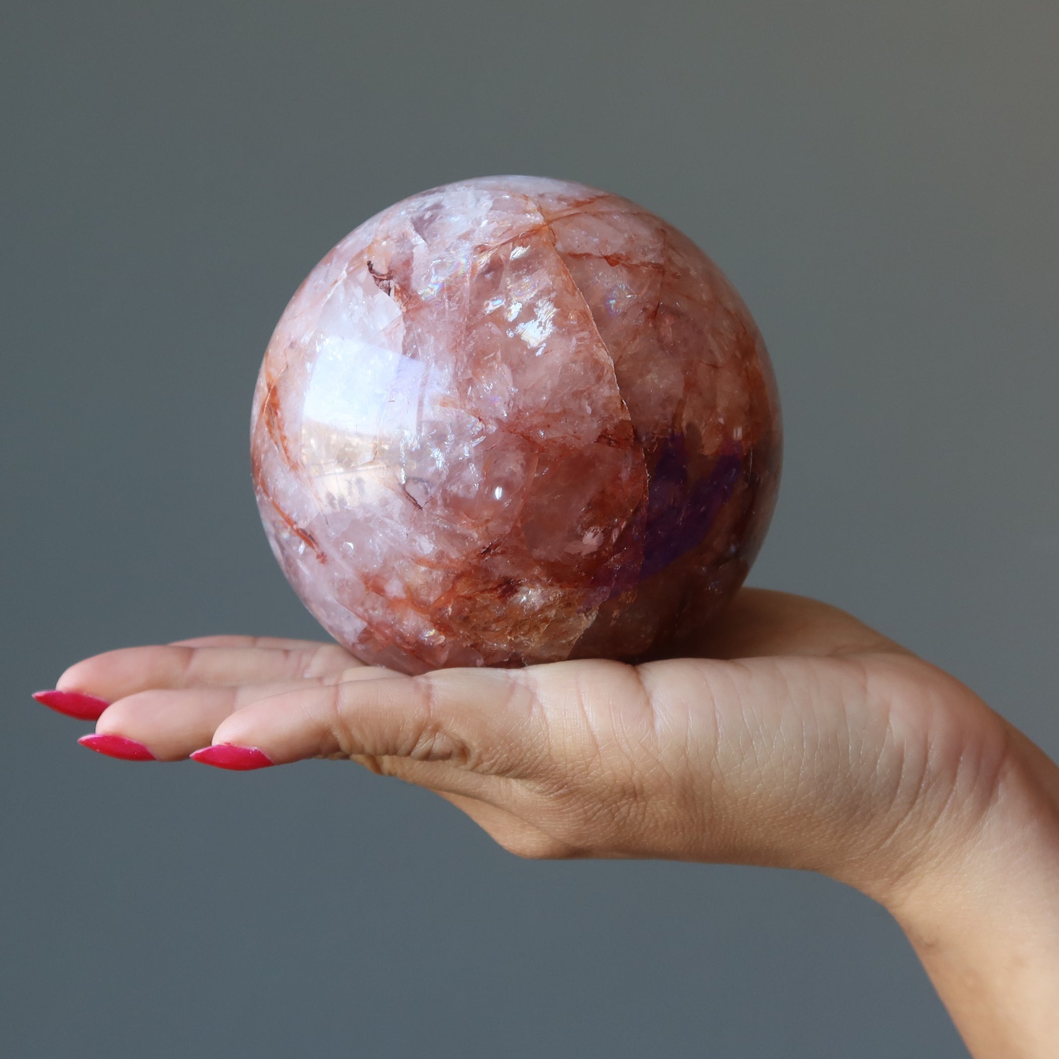 Red Fire Quartz Sphere Crystal Healing Ball Motivation Energy Stone ...