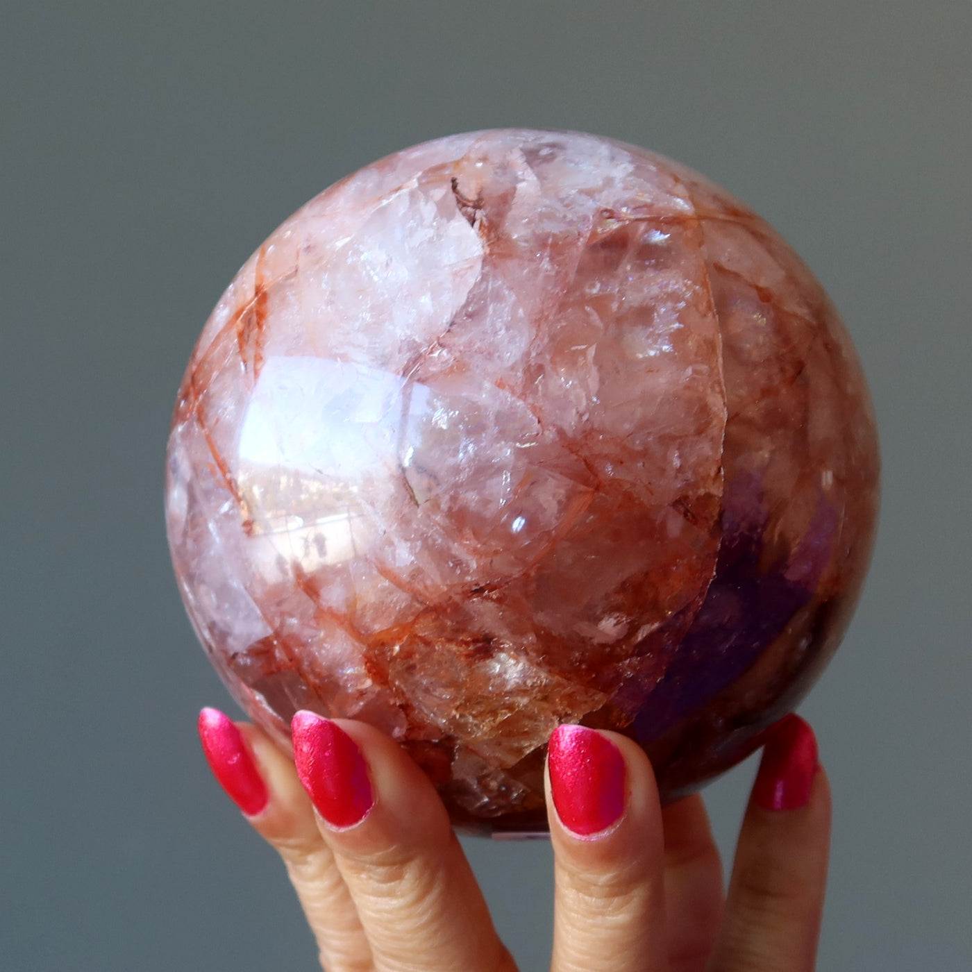Red Fire Quartz Sphere Crystal Healing Ball Motivation Energy Stone ...