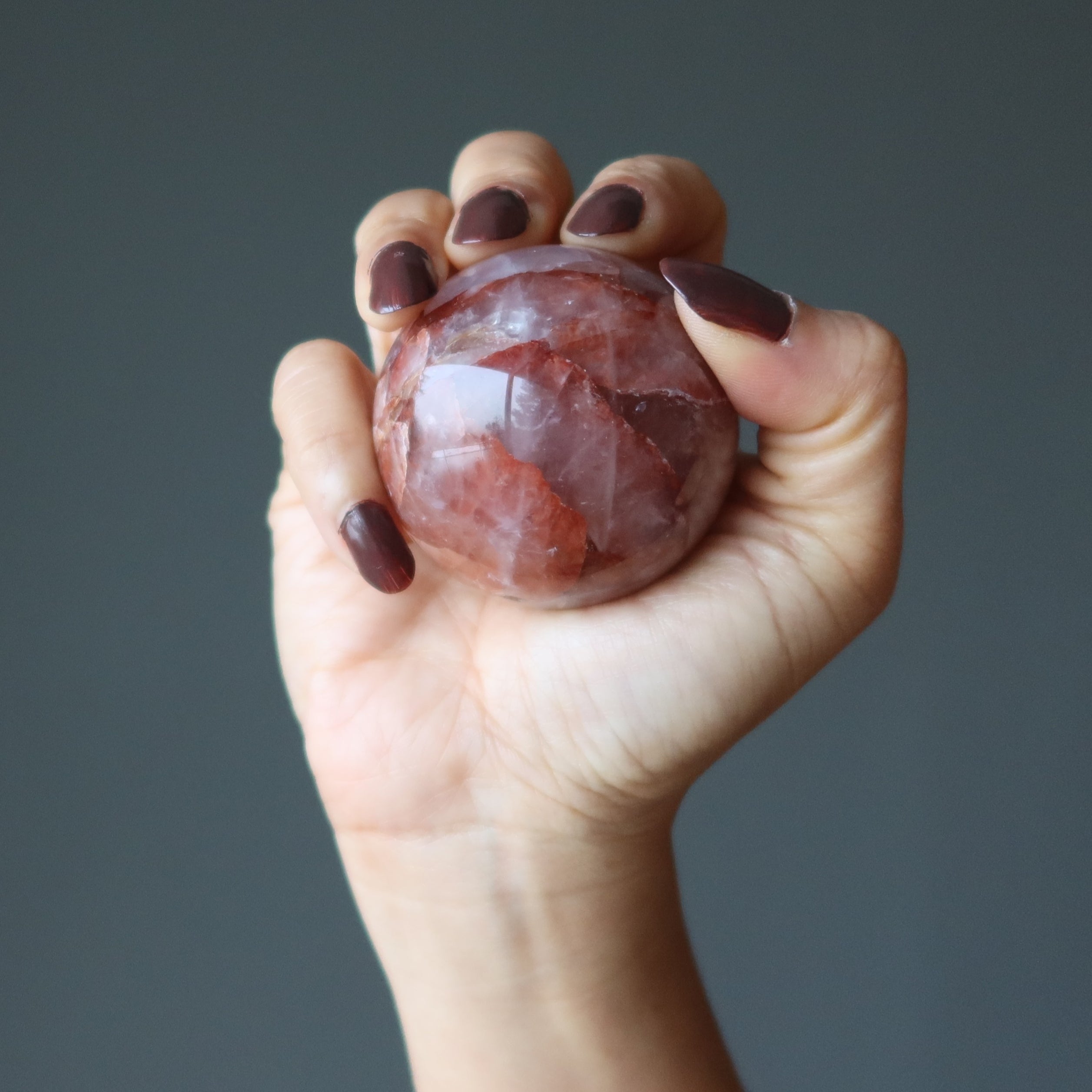 Red Fire Quartz Sphere Crystal Healing Ball Motivation Energy Stone ...