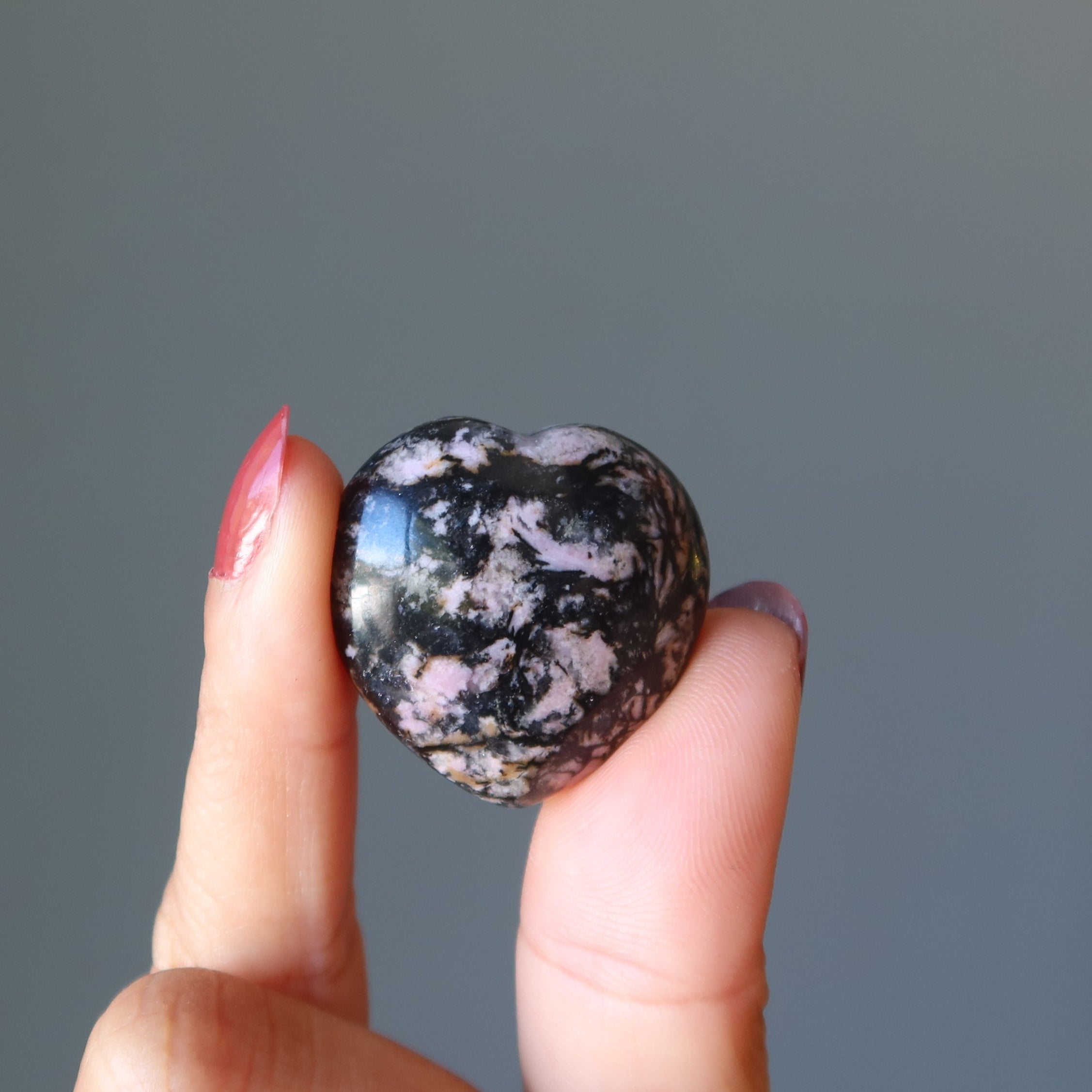 Rhodonite Heart Pair Bonded Lovers Stones — Satin Crystals