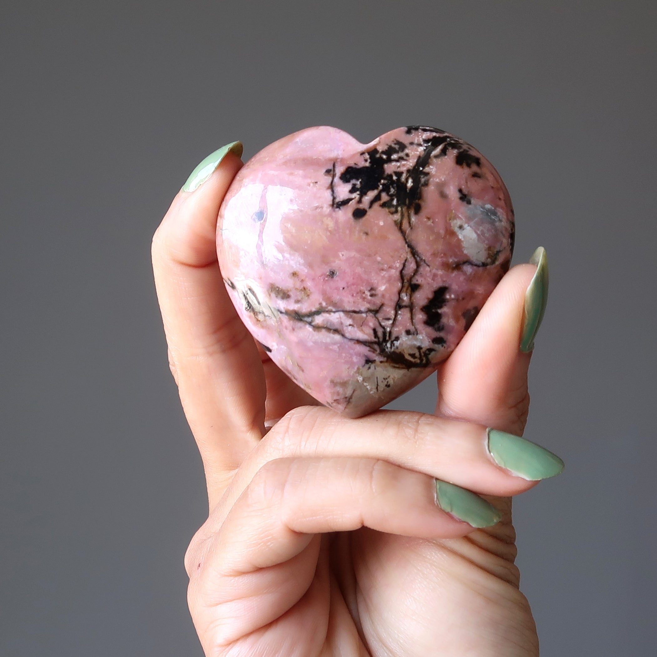 Rhodonite Heart Pair Bonded Lovers Stones — Satin Crystals