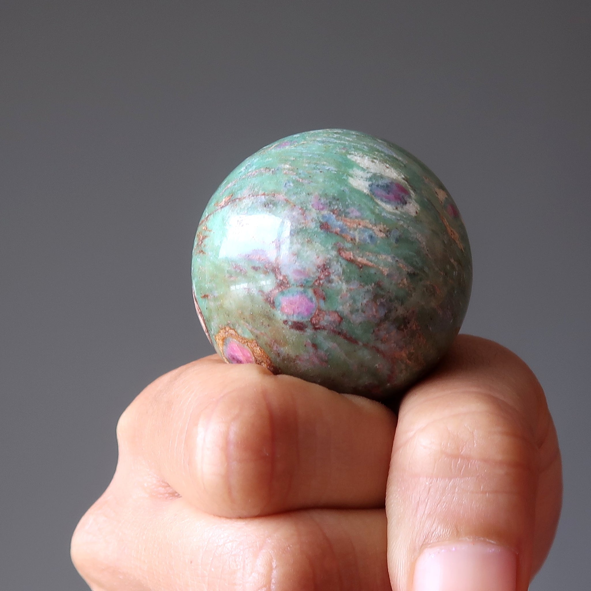 Ruby Fuchsite Sphere Romantic Dream Olive Green Crystal Ball — Satin ...