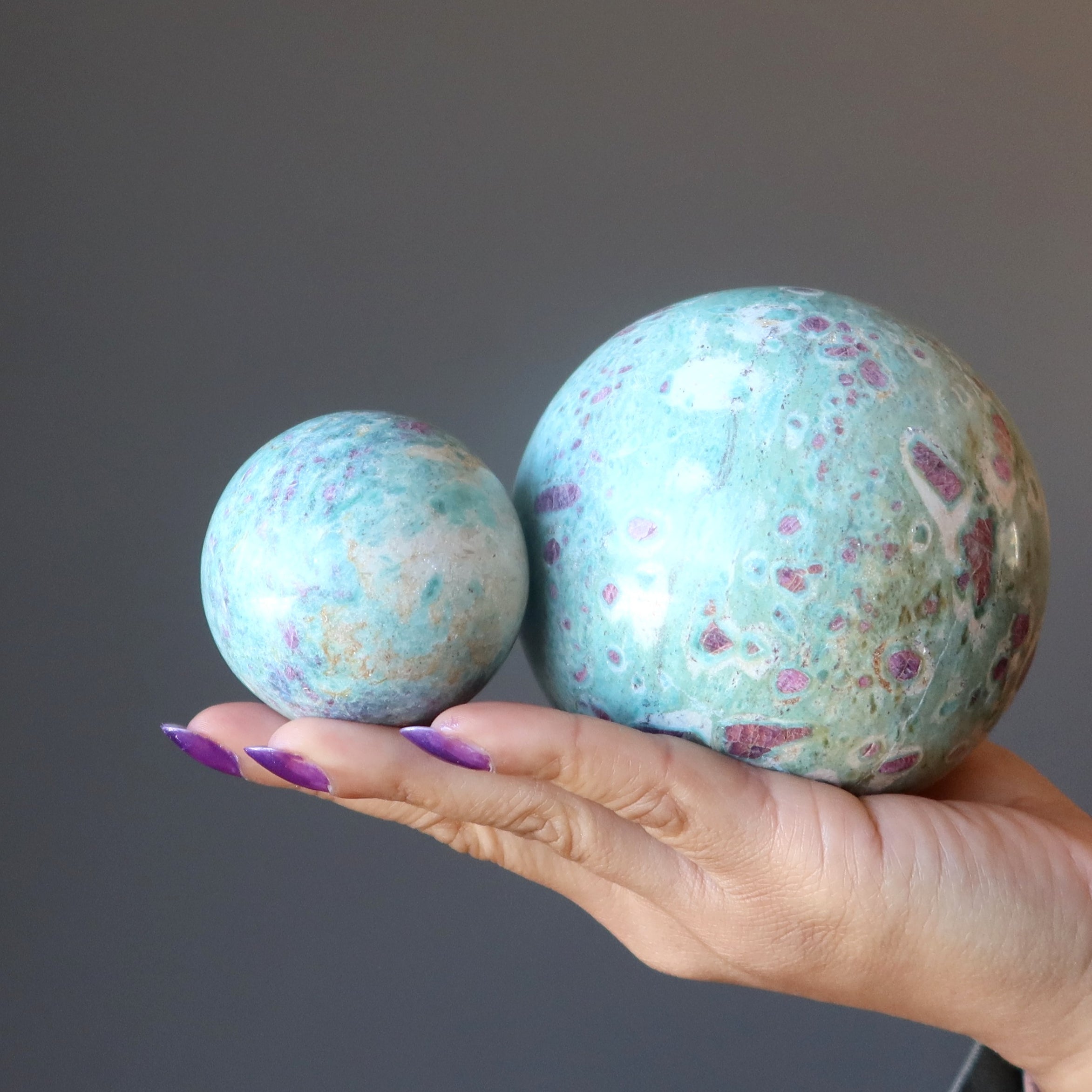Ruby Fuchsite Sphere Flower Field Free Spirit Energy Crystal Ball ...