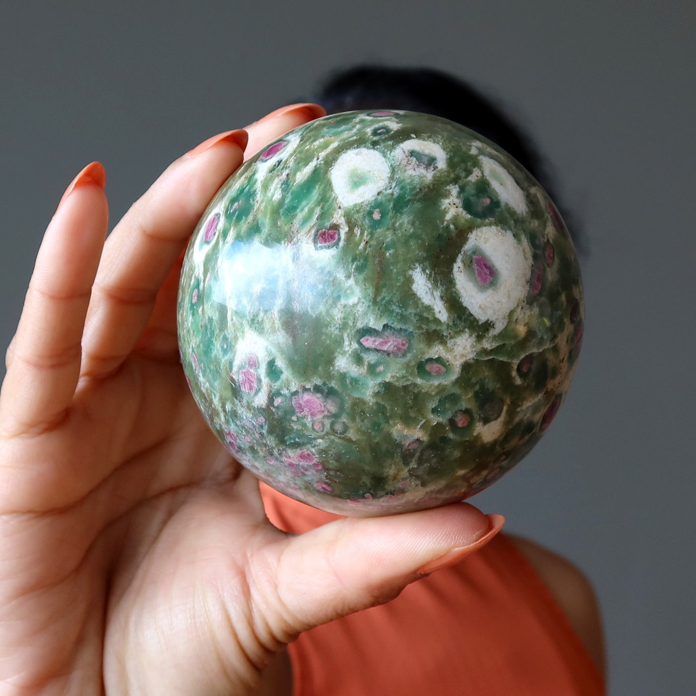 Ruby Fuchsite Sphere Dark Green Lovers Crystal Ball — Satin Crystals