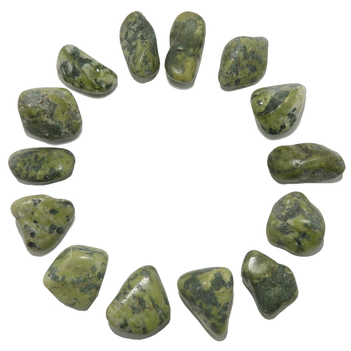 Serpentine Tumbled Stone Green Kundalini Gem — Satin Crystals