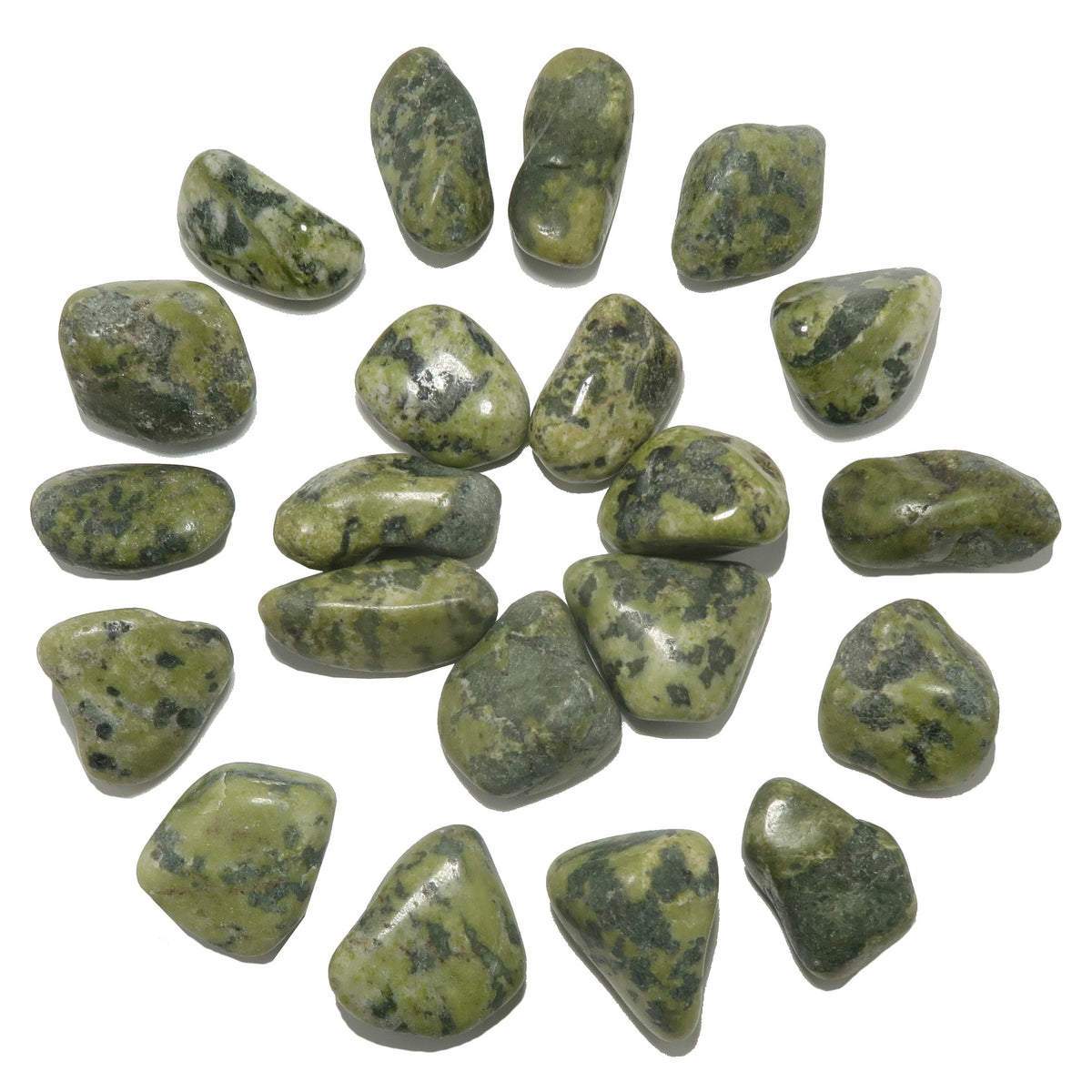 Serpentine Tumbled Stone Set Kundalini Spiral Gemstones — Satin Crystals